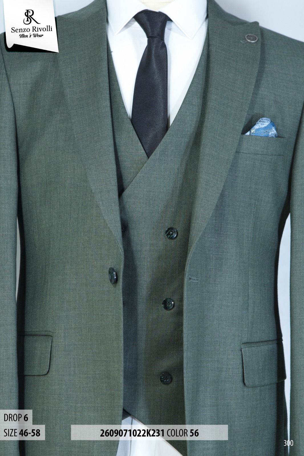 EXECUTIVE ARMY GREEN 3 PIECE TURKER SUIT WITH BLACK BUTTON [SWNL] | ToBuy